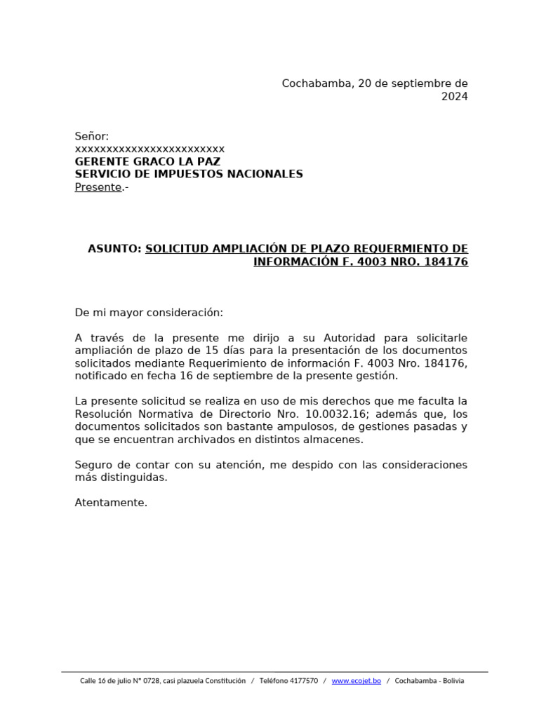 Sol Ampl Plazo | PDF