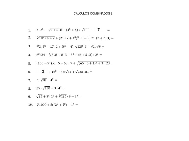 Calculos Combinados 2 | PDF