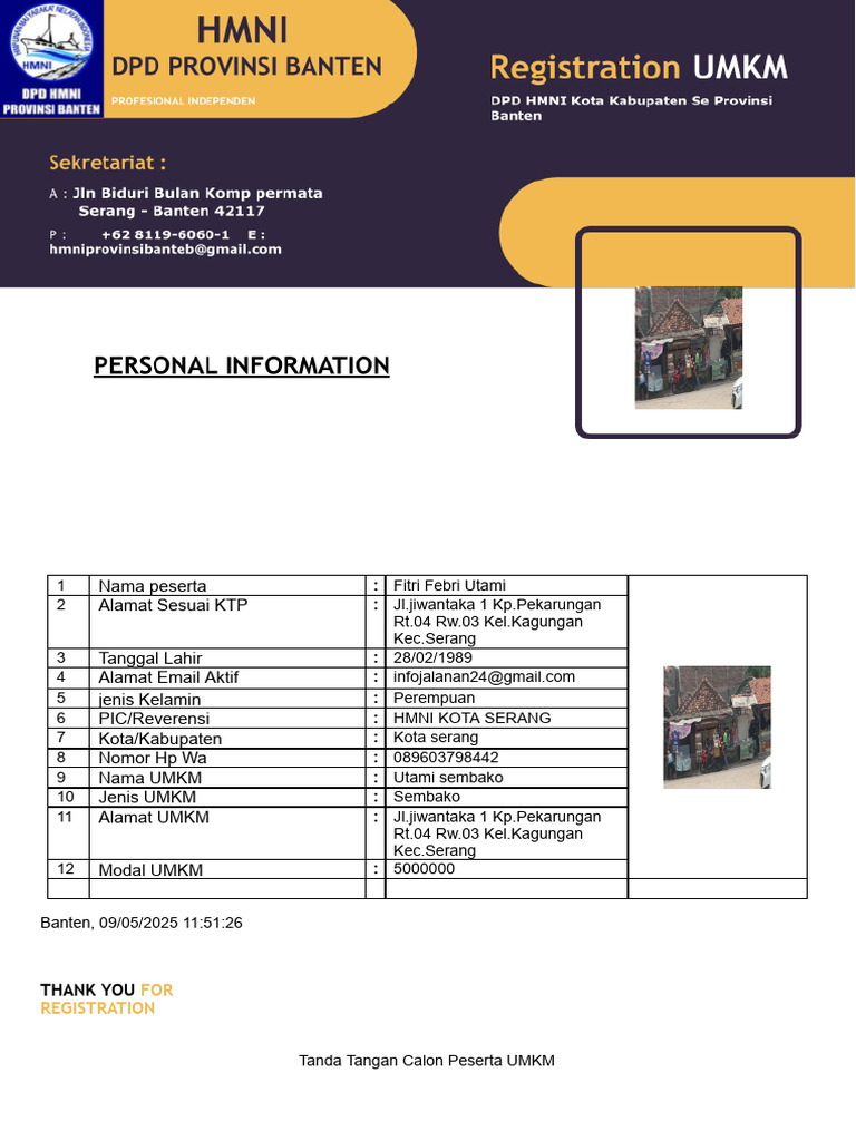 Bukti Pendaftaran Peserta Umkmfitri Febri Utami | PDF