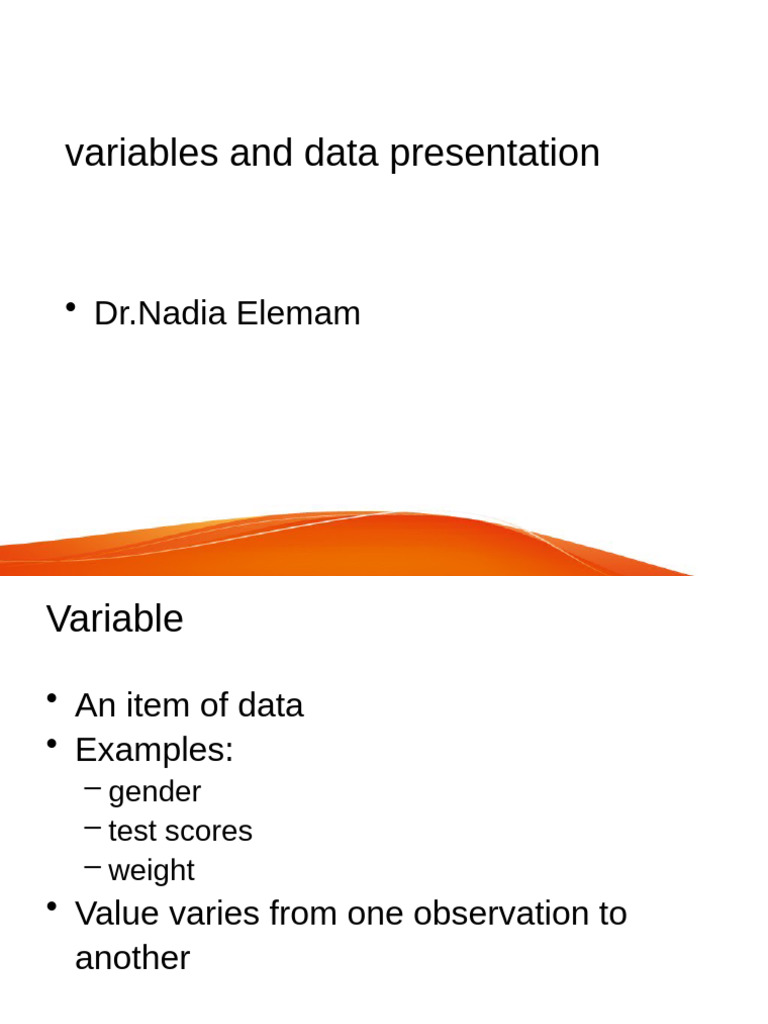Variables and Data Presentation | PDF | Level Of Measurement | Categorical Variable