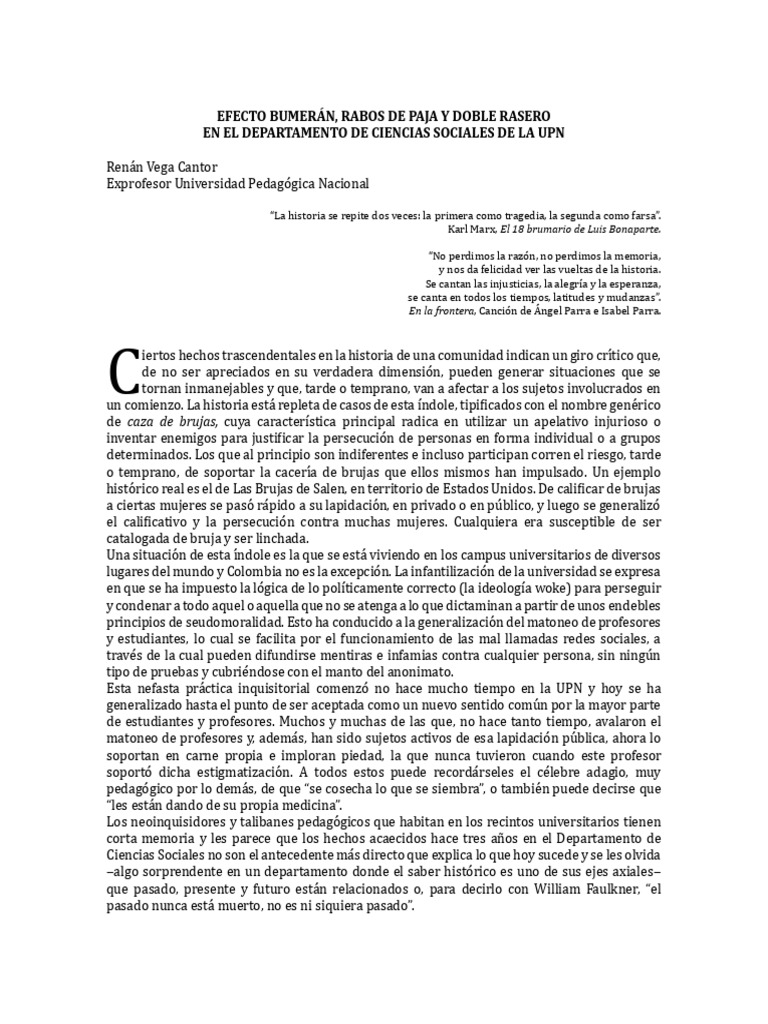 Efecto Bumeran y Doble Rasero en La Upn | PDF