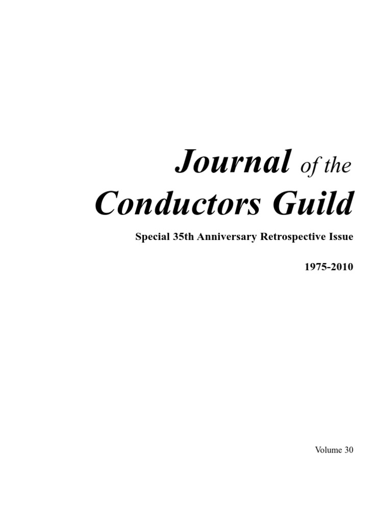 Journal of The Conductors Guild 30 | PDF | Conducting | Tempo