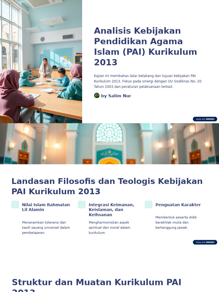 Analisis Kebijakan Pendidikan Agama Islam PAI Kurikulum 2013 | PDF