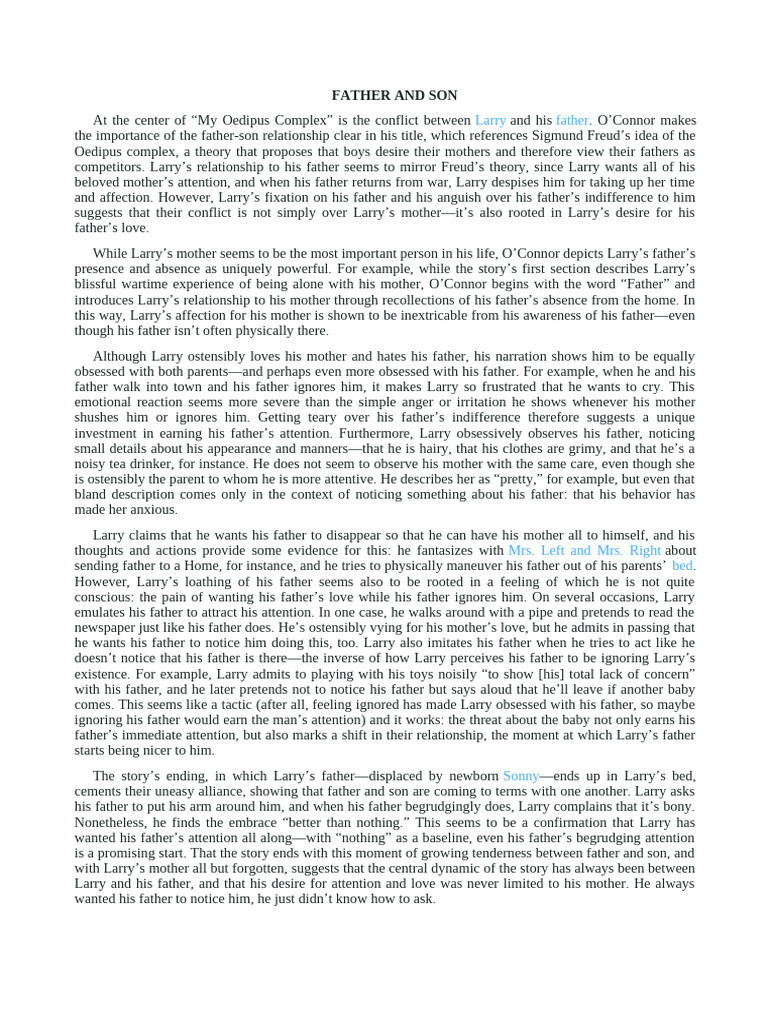 Father-Son Conflict in O'Connor's Story | PDF | Empathy | Oedipus Complex