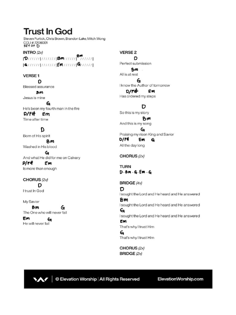 Trust in God (Key of D) | PDF