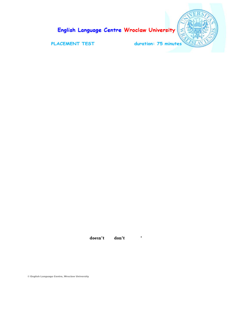 4-ELC Distant Placement Test | PDF