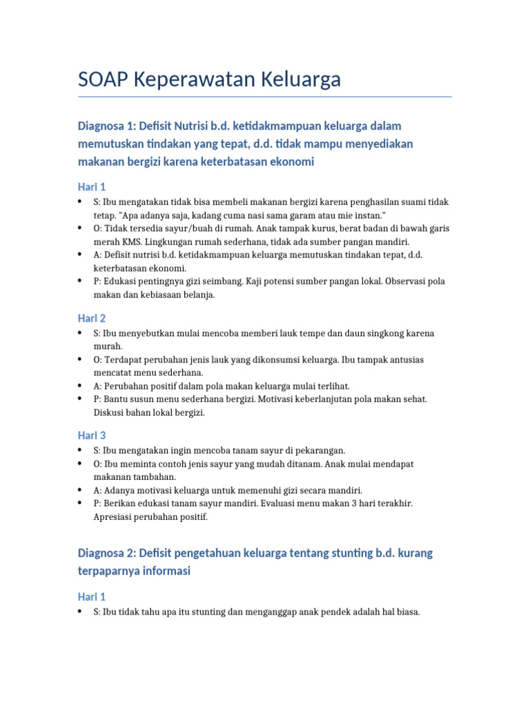 SOAP Keperawatan Keluarga | PDF