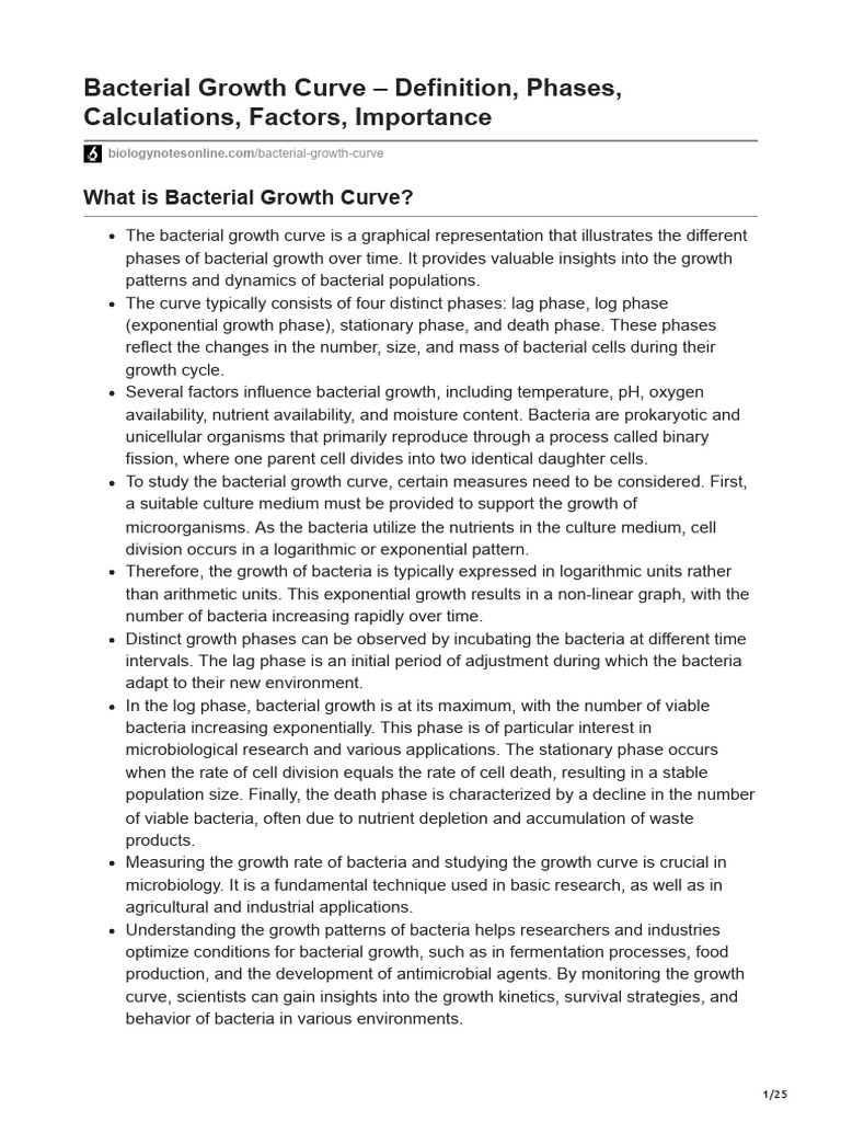 Bacterial Growth Curve: Phases and Importance | PDF | Bacteria | Colony ...