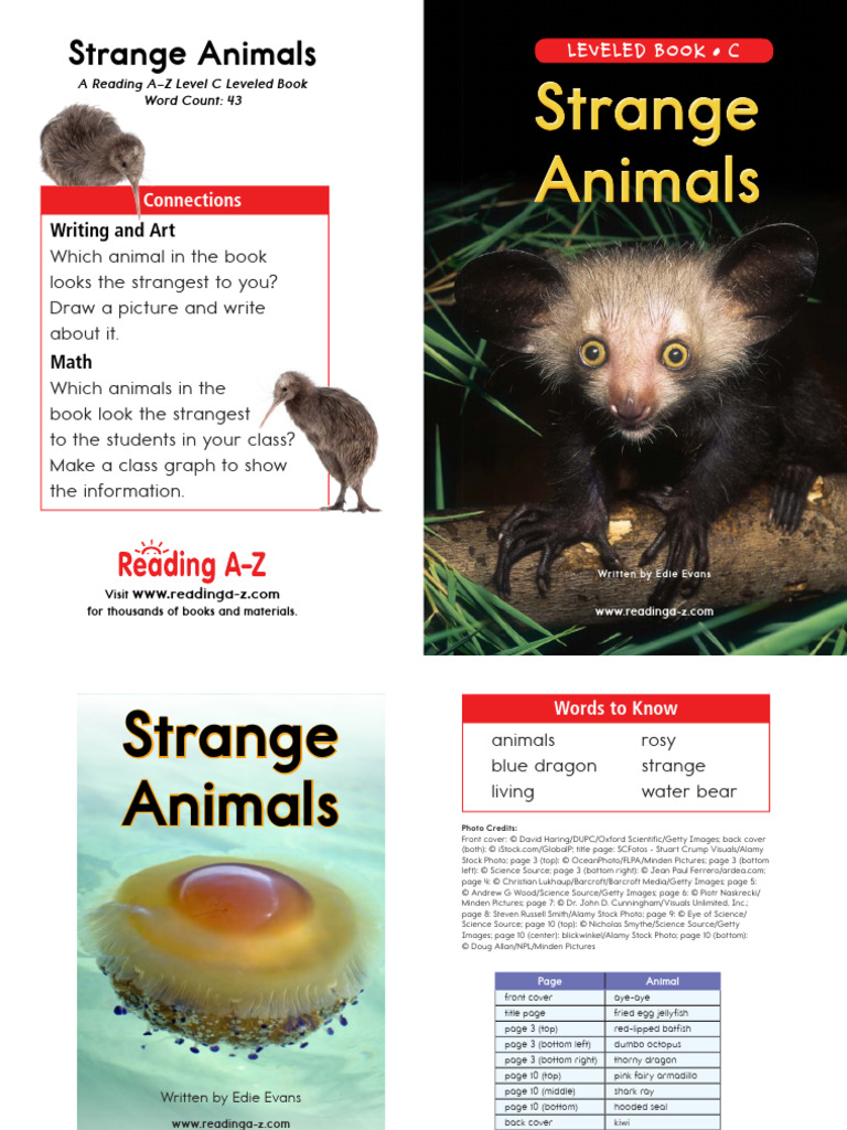 RAZ C 15 Strange Animals | PDF | Zoology