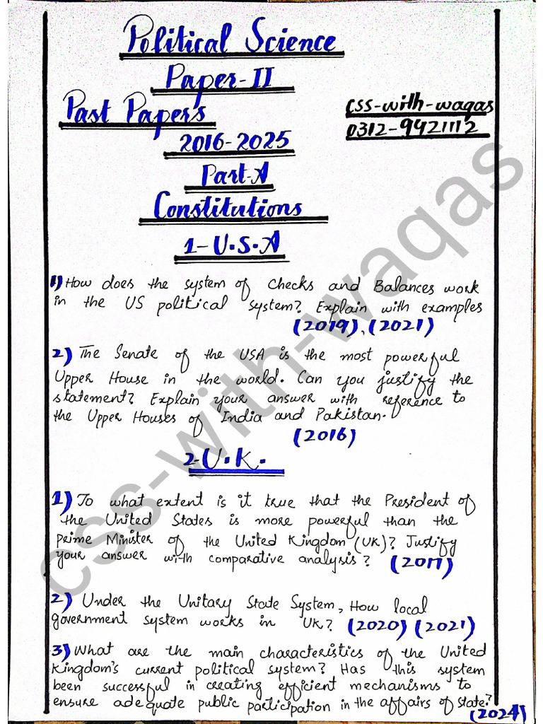 Political Science Past Paper Analysis | PDF