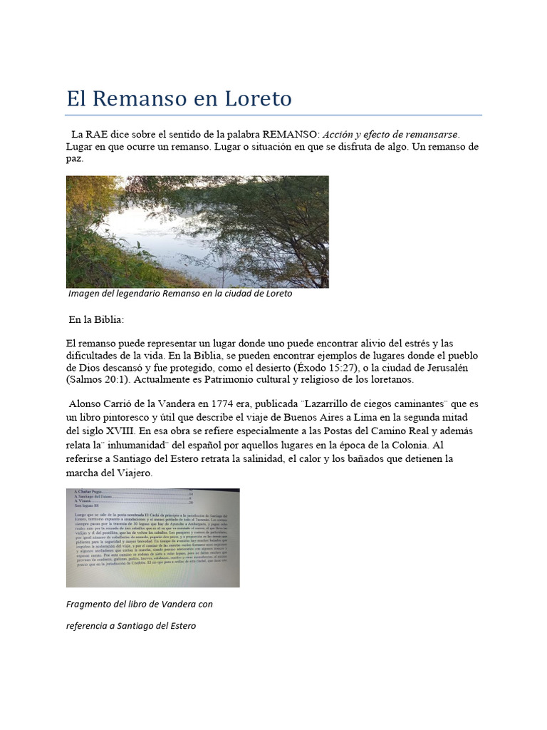 El Remanso en Loreto Santiagueño-2025 | PDF