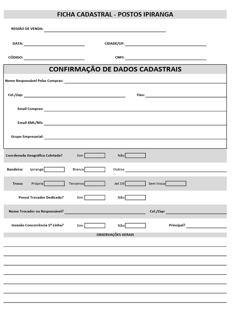 Modelo Ficha Cadastral | PDF