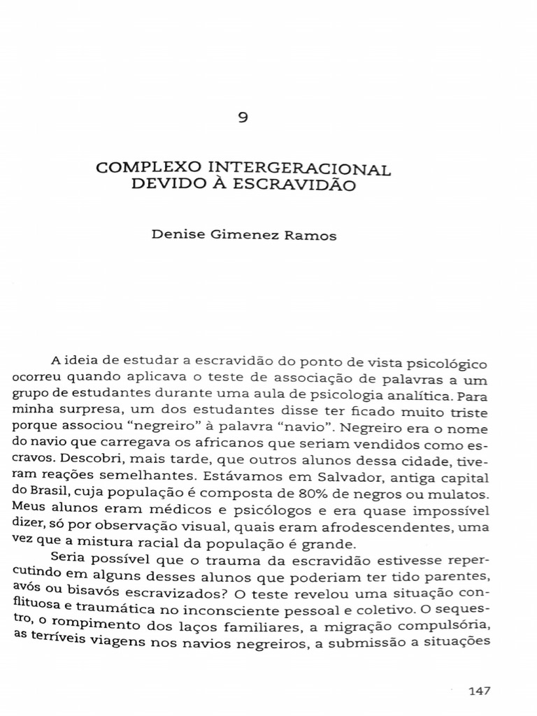 Complexo Intergeracional Devido À Escravidão - Denise Gimenez Ramos | PDF