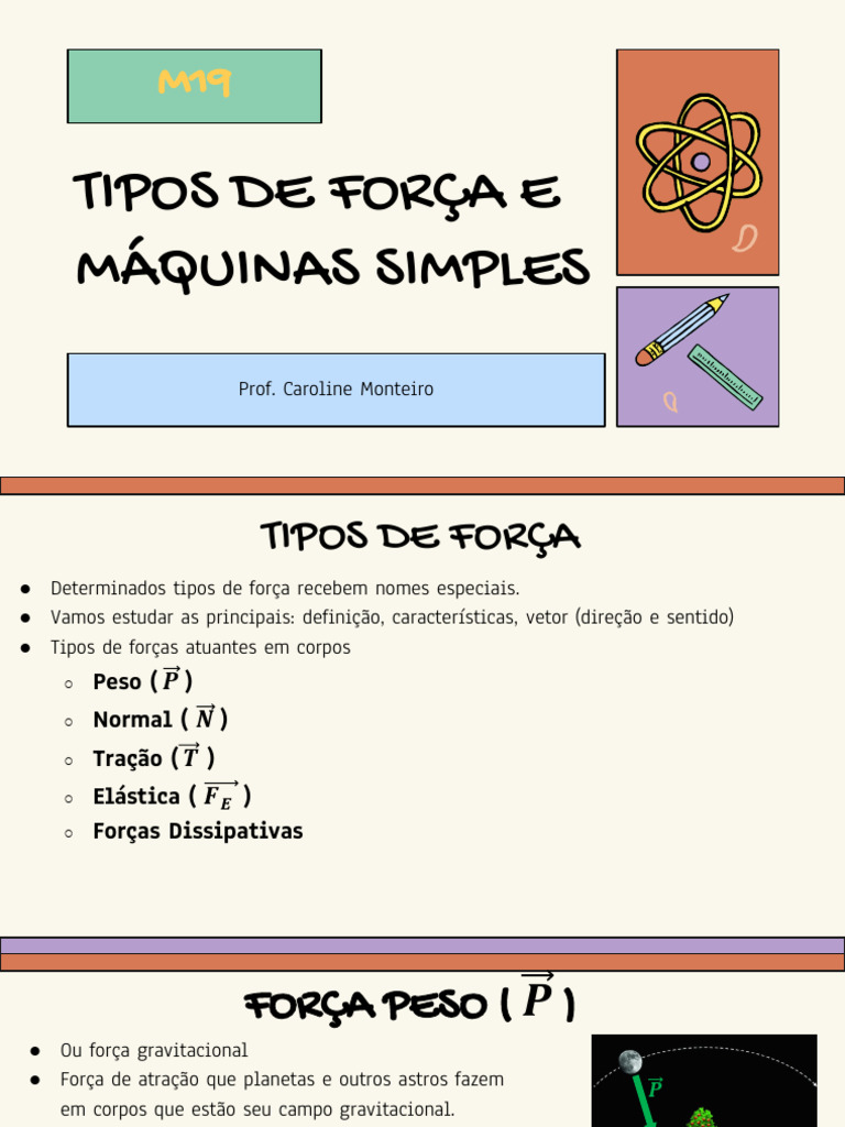 Tipos de Força e Máquinas Simples | PDF | Força | Gravidade