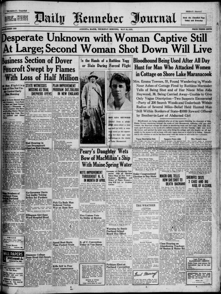 Daily Kennebec Journal. (Microfilm Reel), May 21, 1925, Image 1 | PDF
