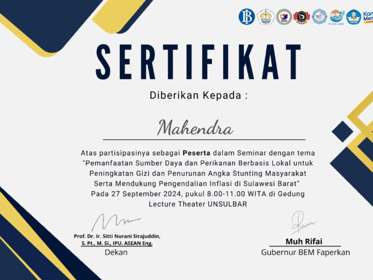 Sertifikat - Mahendra | PDF