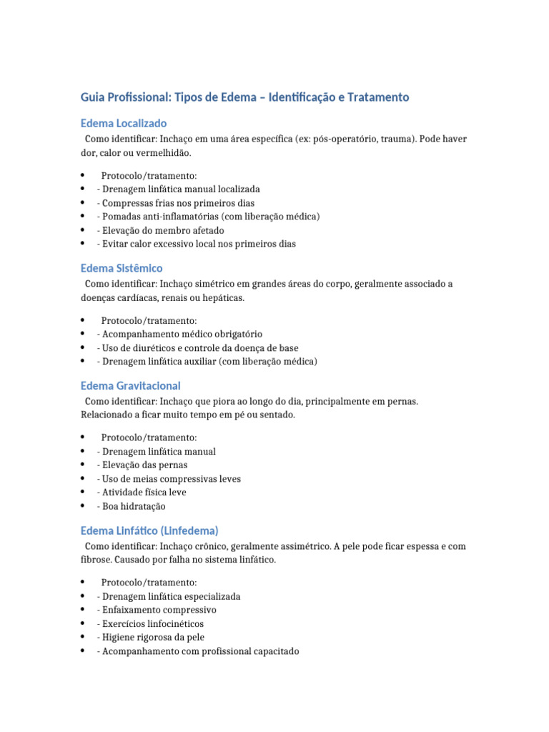 Tipos e Tratamentos de Edema | PDF