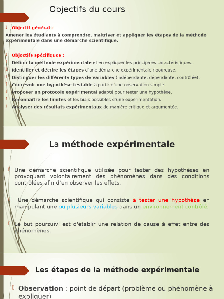 Comprendre la méthode expérimentale | PDF | Expérience | Méthode ...