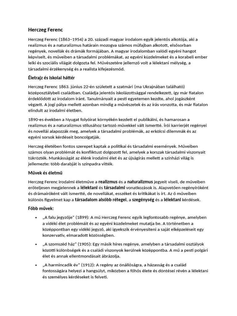 Herczeg Ferenc | PDF