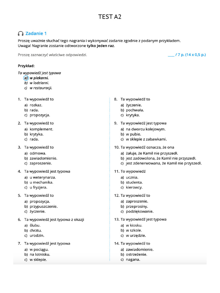 A2 Test | PDF