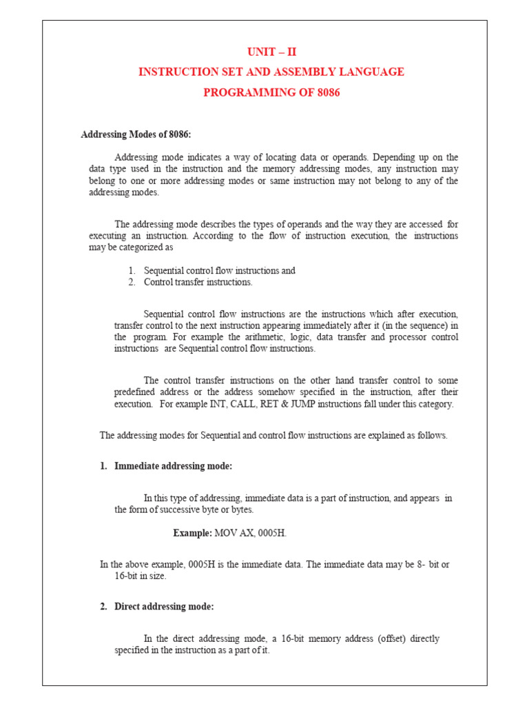 INSTRUCTION SET AND ASSEMBLY LANGUAGE_5 | PDF | Assembly Language ...