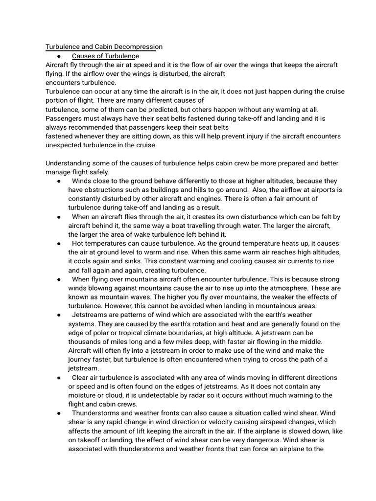 Mod 4 - (C) Turbulence and Cabin Decompression | PDF | Wound | Jet Stream