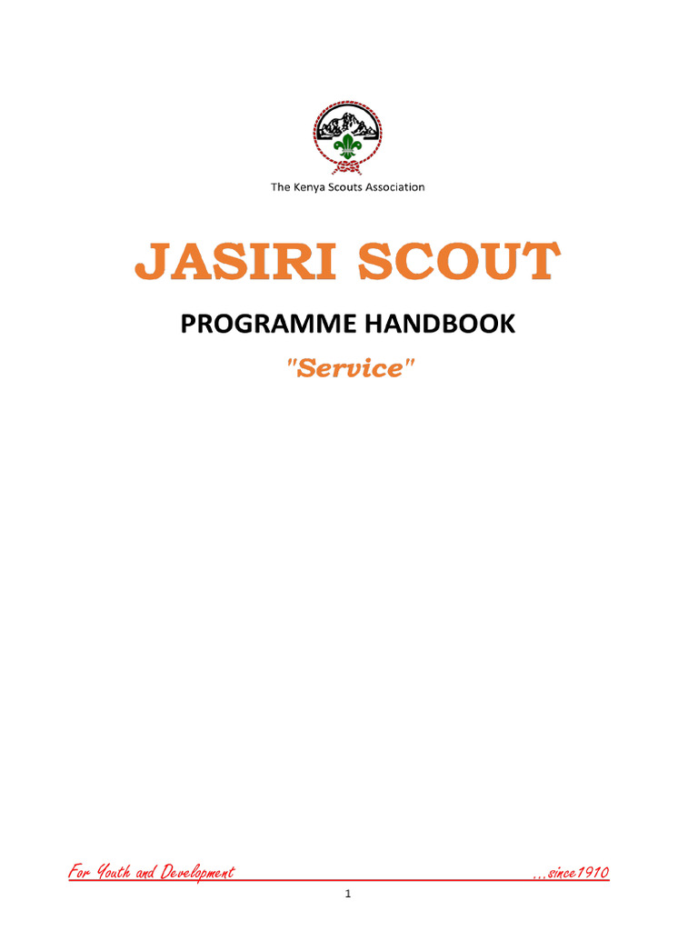 The Kenya Scouts Association, JASIRI HAND BOOK | PDF