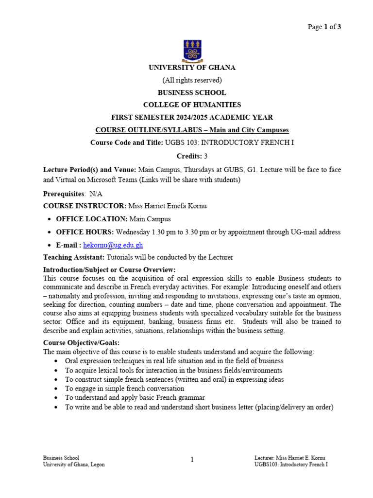 Ugbs 103 Course Outline - Main Campus-1 | PDF | Lecture | Linguistics