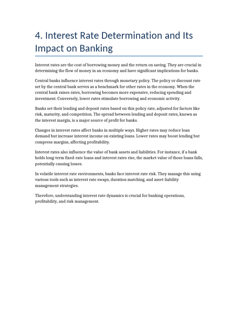 More Banking Topic 4 4. Interest Rate Determination and Its Impact On ...