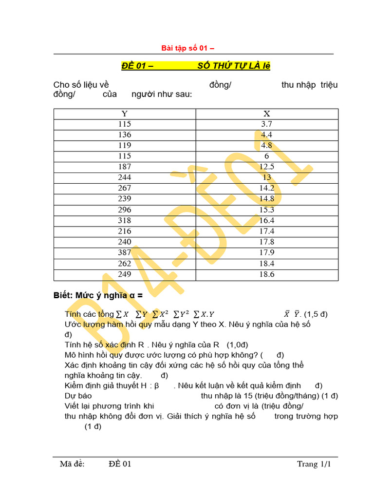 B14 - BT 01 ĐỀ 01 | PDF