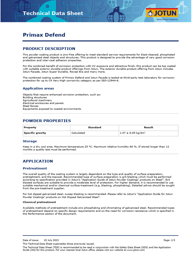 Primax Defend Powder Coating TDS | PDF | Corrosion | Secondary Sector ...