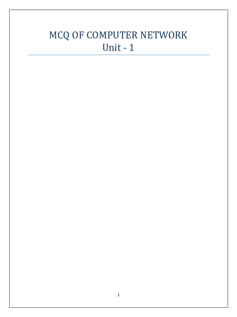 Unit 1 MCQ | PDF | Transmission Medium | Internet Protocol Suite
