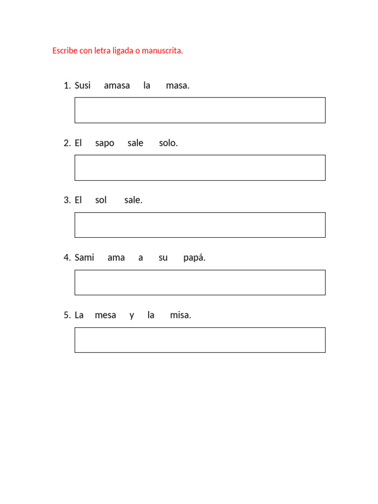 Oraciones en letra ligada manuscrita | PDF