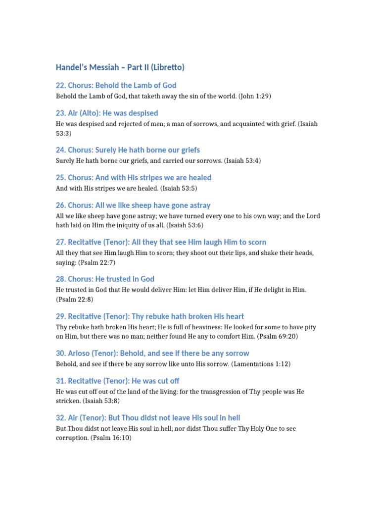 Handel Messiah Part II Libretto | PDF