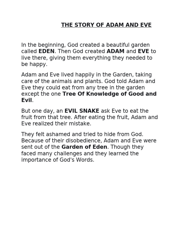 Adam Eve Story | PDF