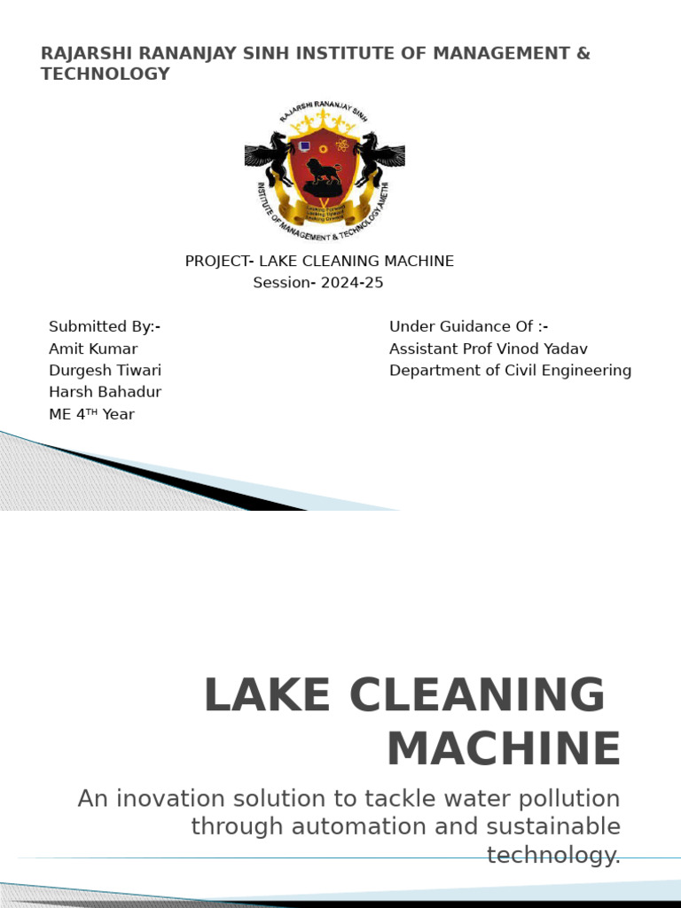 Lake Cleaning Machine Project Overview | PDF | Water Pollution | Waste