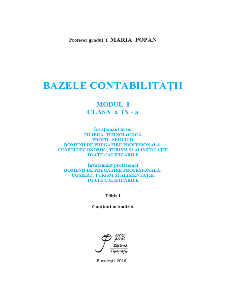 Bazele Contabilitatii, Maria Popan | PDF