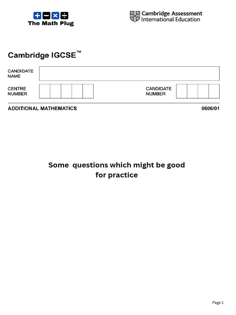 Add Maths Prac Probs 1 BY Z | PDF