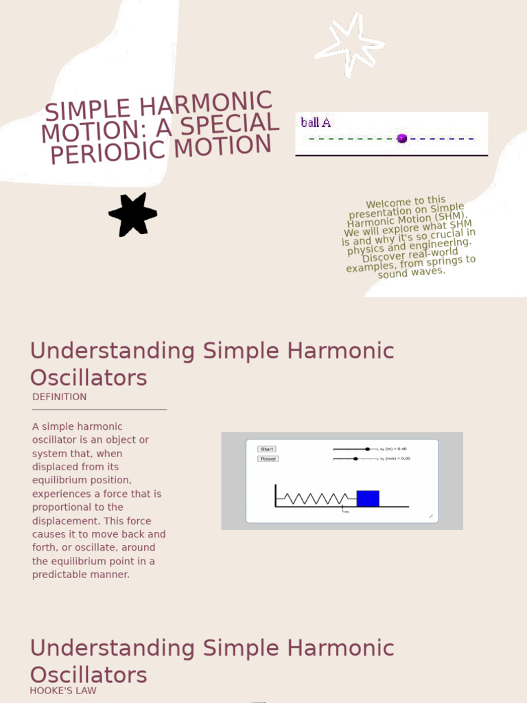 Simple Harmonic Motion A Special Periodic Motion | PDF | Oscillation | Phase (Waves)