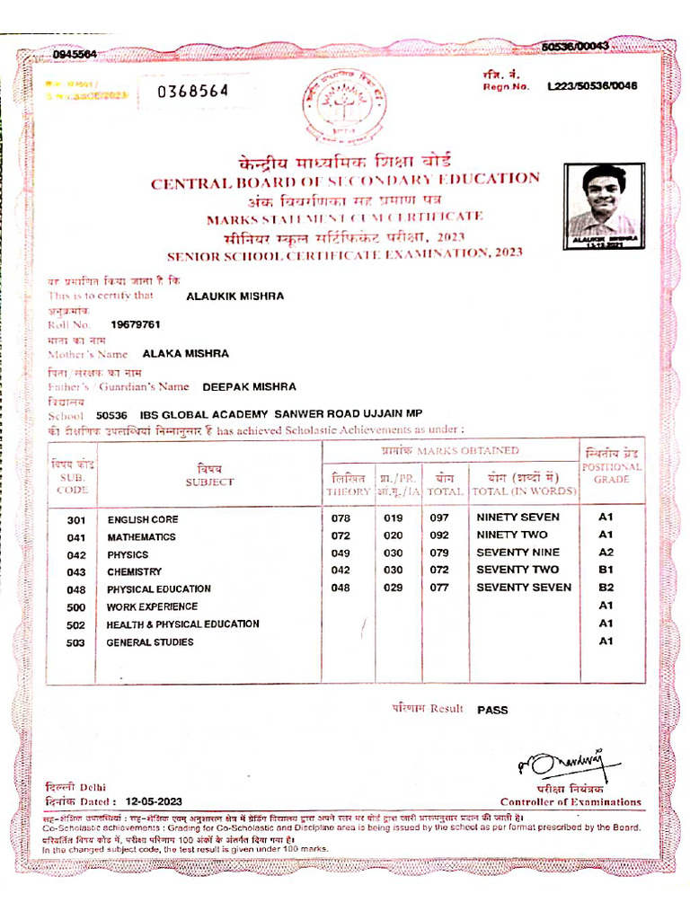 12 Marksheet | PDF