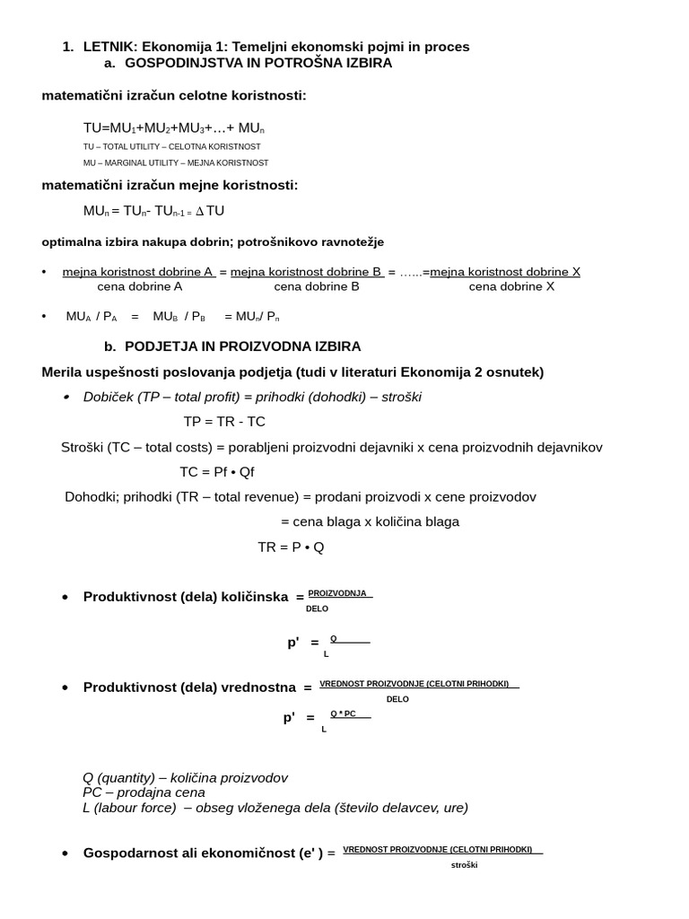 Ekonomija Formule Matura | PDF