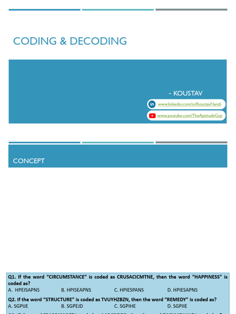 Coding and Decoding Practice Questions | PDF