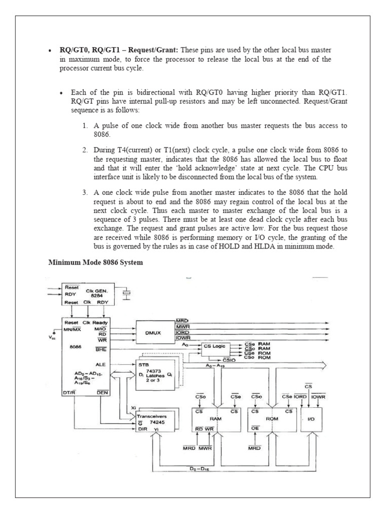 Maximum, Minimum & Timing Diagram of 8086 Microprocessor - 3 | PDF | Input/Output | Central ...