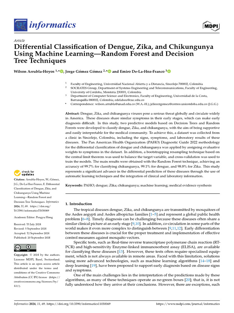 Differential Classification of Dengue, Zika, And Chikungunya 2024 | PDF | Bootstrapping ...