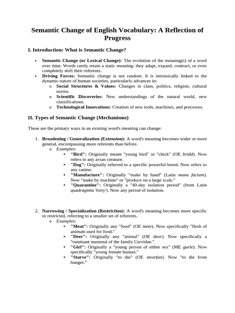 Semantic Change of English Vocabulary | PDF | Semantics | Science