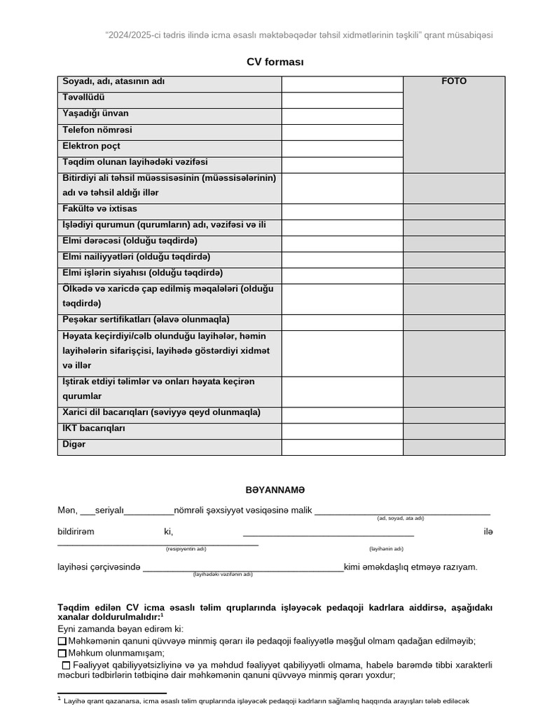CV Forması | PDF