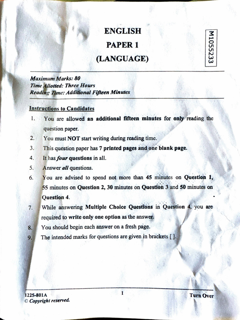 Isc 2025 English Language Exam | PDF | Tests