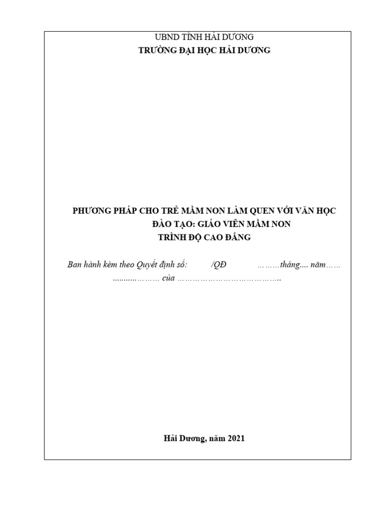 Giao Trinh Hp Pp Cho Tre Mn Lam Quen Voi Tac Pham Van Hoc (1) | PDF