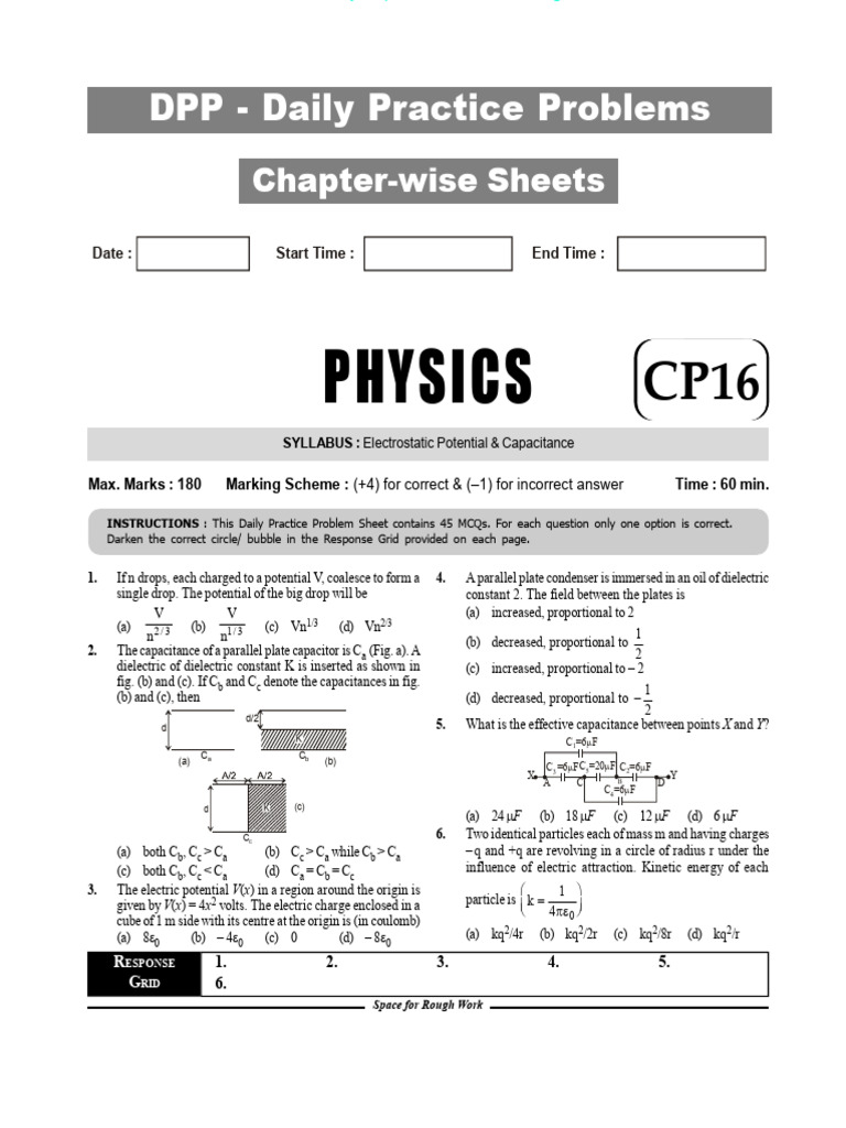 Electrostatic Potential & Capacitance | PDF | Capacitor | Capacitance