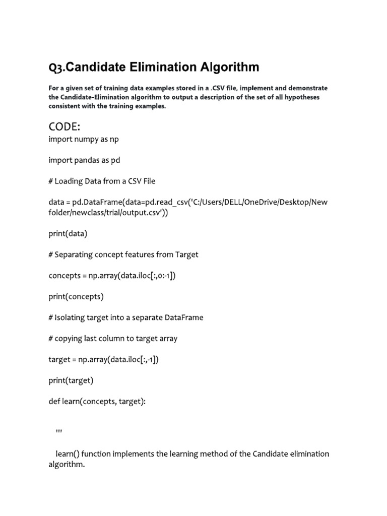 candidate elimination | PDF
